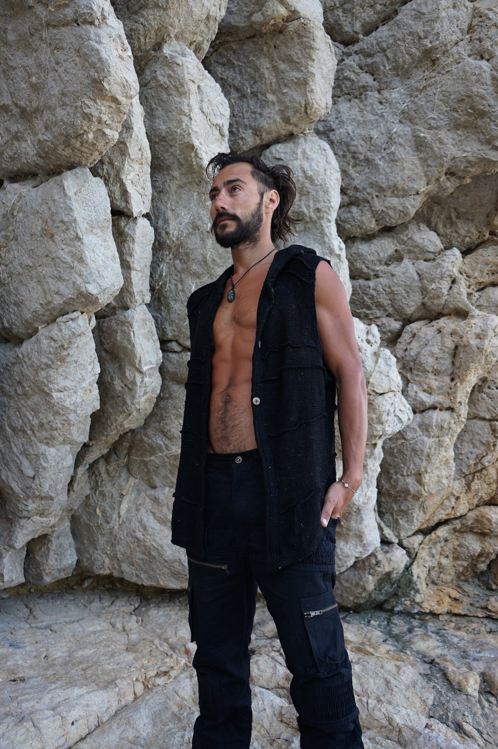 Knitted Banana Leaf Vest~psy Sweater~tribal Clothing~mens Hippie ...