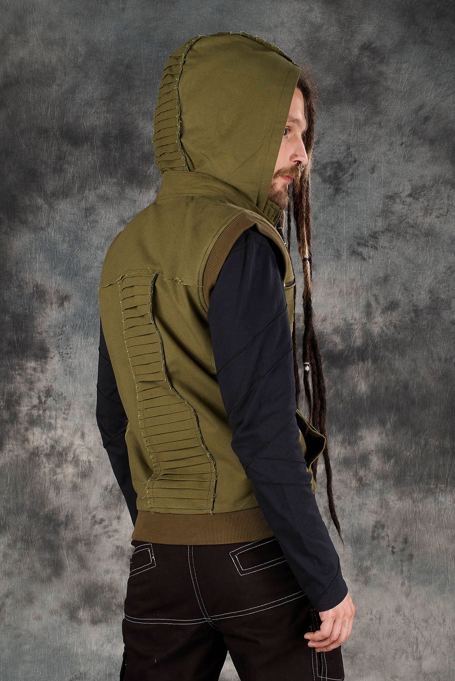 Psychedelic Vest Hoodie~tribal Clothing~mens Hippie Clothing~festival ...