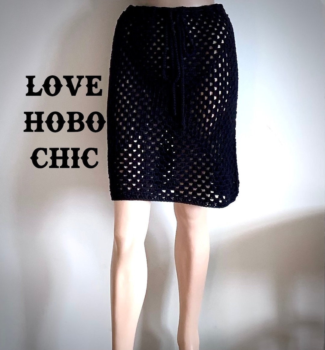 Walker Skirt - Crochet Granny Square Drawstring Skirt, 100% Cotton ...