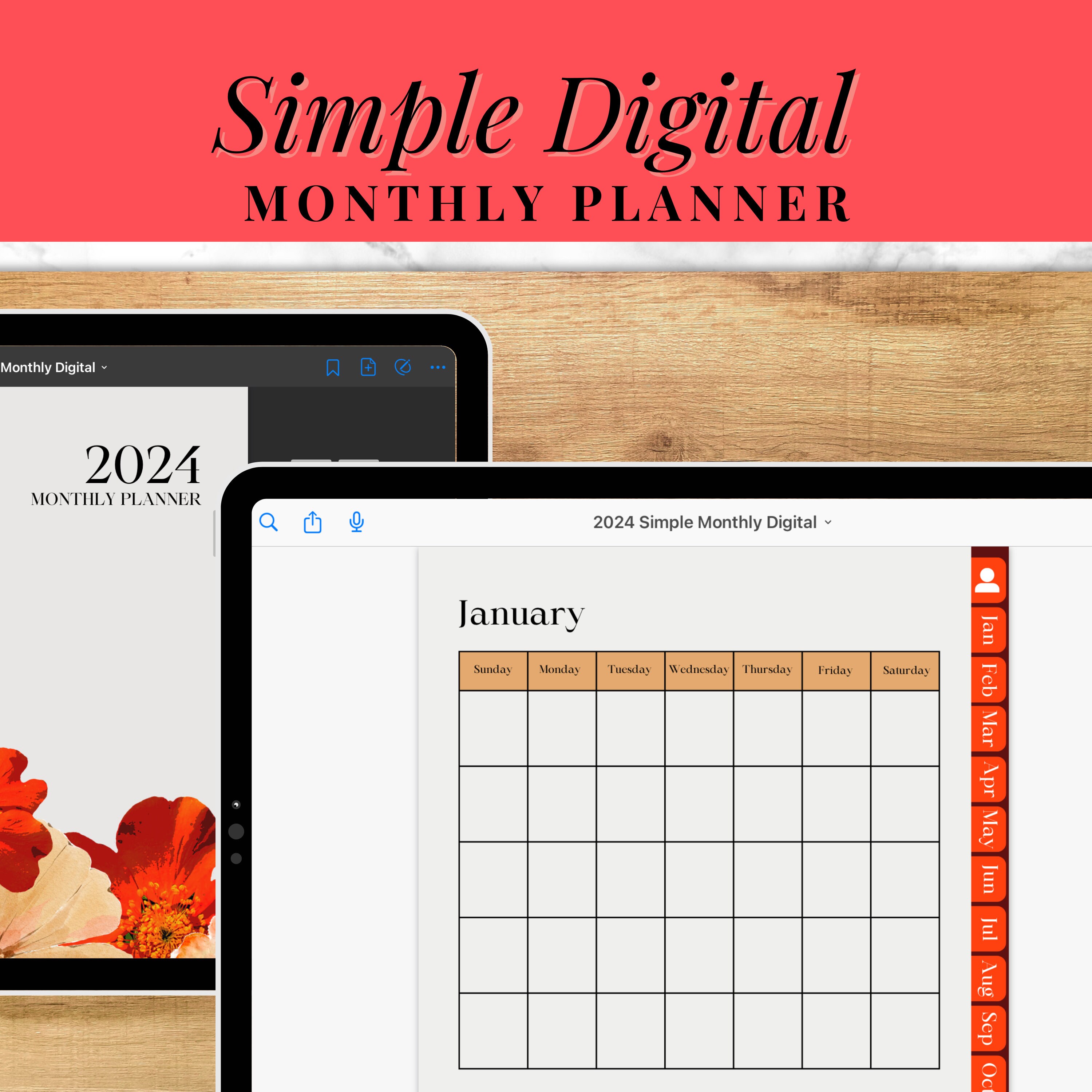 Monthly Digital Planner With Hyperlinks, Compatible With Goodnotes ...
