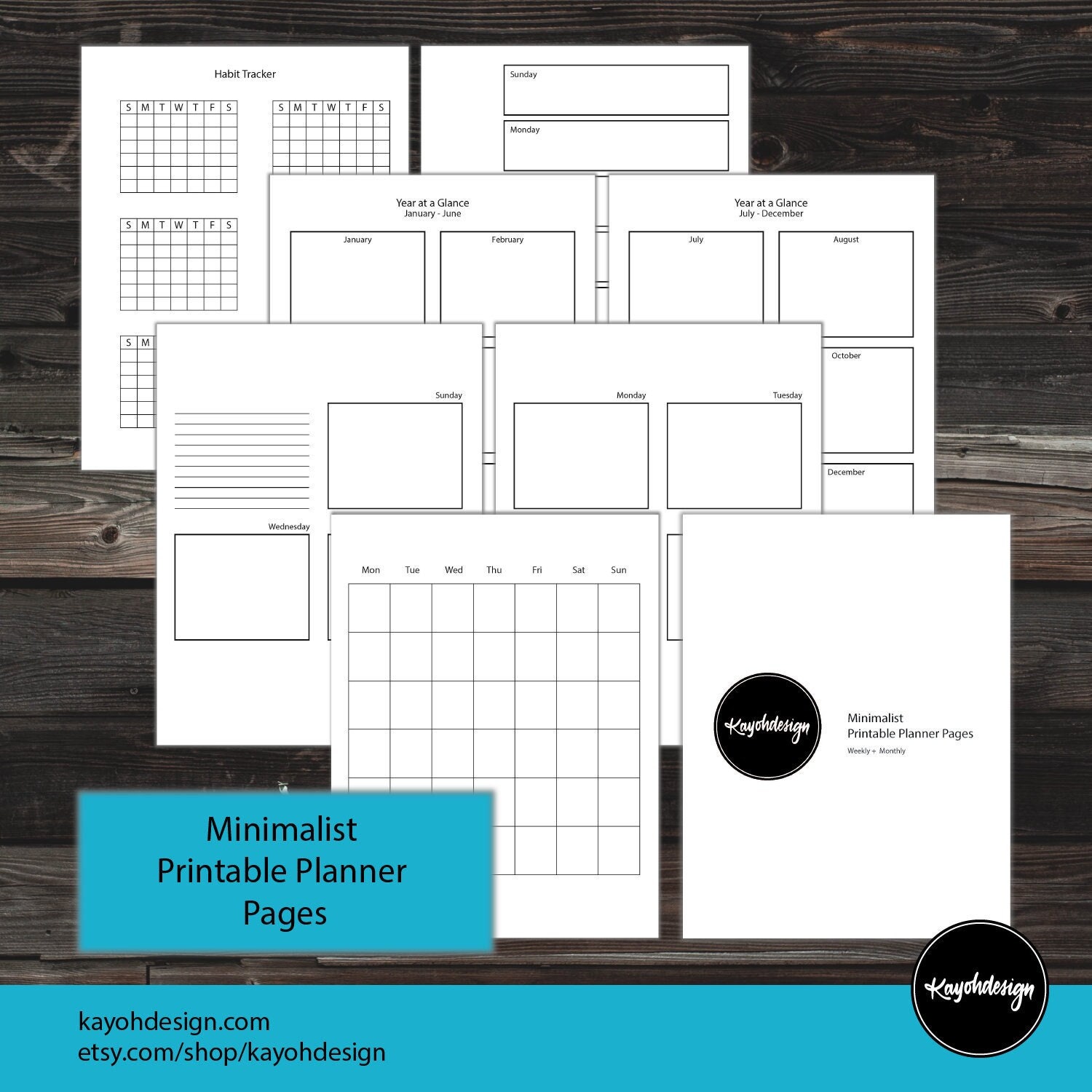 Printable Planner Pages, Minimal Bullet Journal Inserts, Printable ...