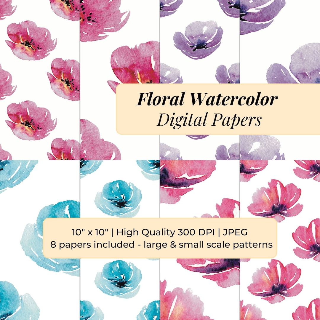 Floral Watercolor Digital Paper, Seamless Pattern (digital Download) - Etsy