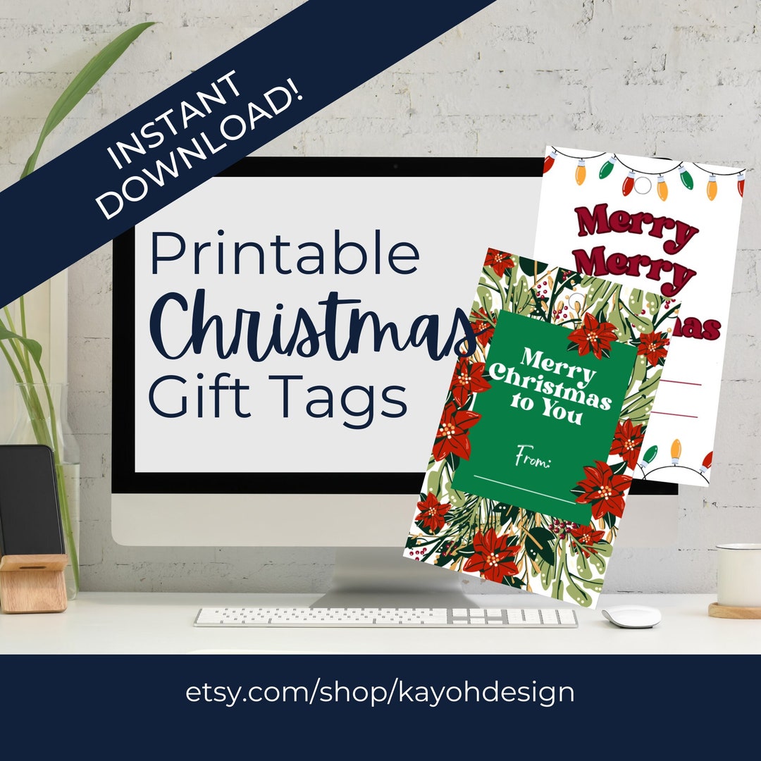 Holiday Floral Printable Christmas Gift Tags, Printable Gift Tags ...