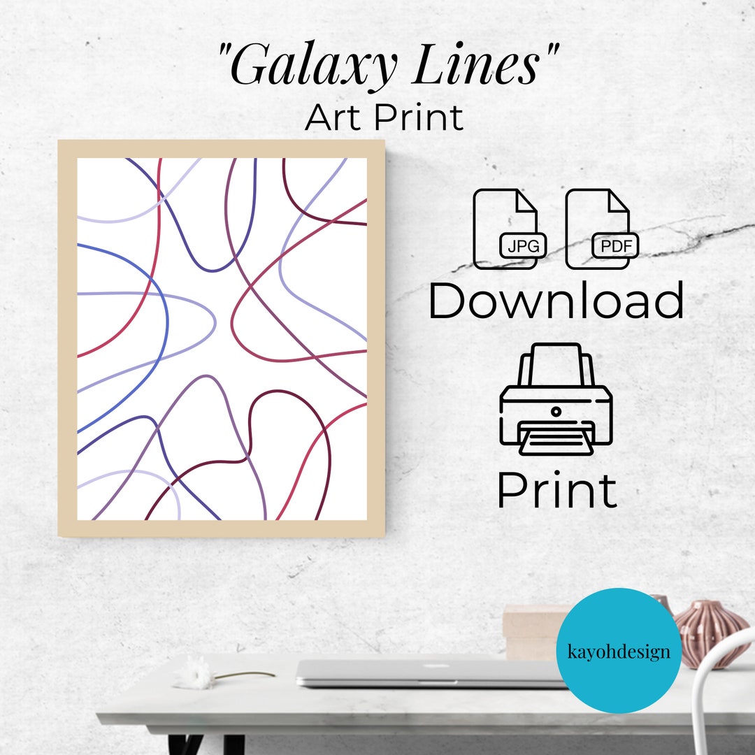 Galaxy Lines Poster, Instant Download, Color Lines Wall Art, Digital ...