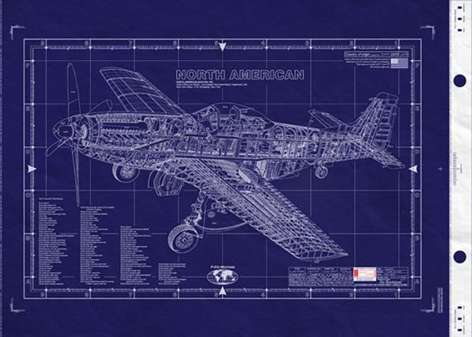 NORTH AMERICAN P-51D MUSTANG Blueprint Large Design | Etsy