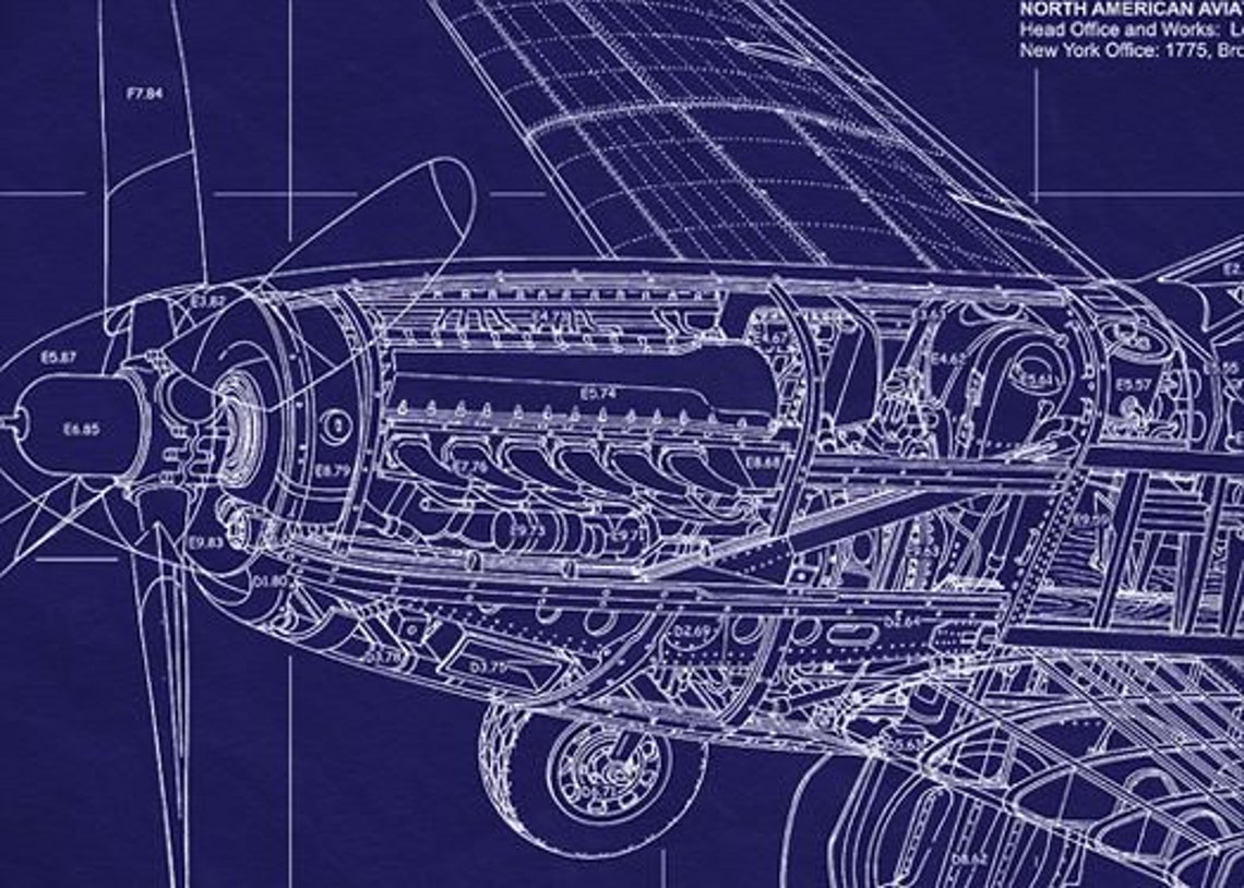 NORTH AMERICAN P-51D MUSTANG Blueprint Large Design | Etsy