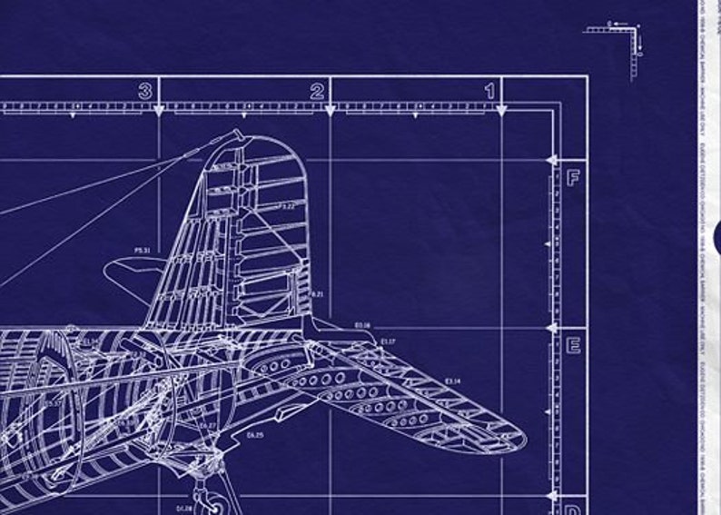 VOUGHT F4U CORSAIR Blueprint Large Engineering Drawing WWII | Etsy