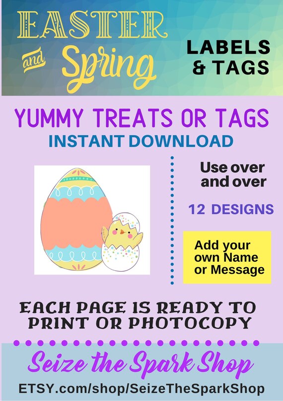 Ostern & Frühling Etiketten Tags Aufkleber druckbare 12 - Etsy