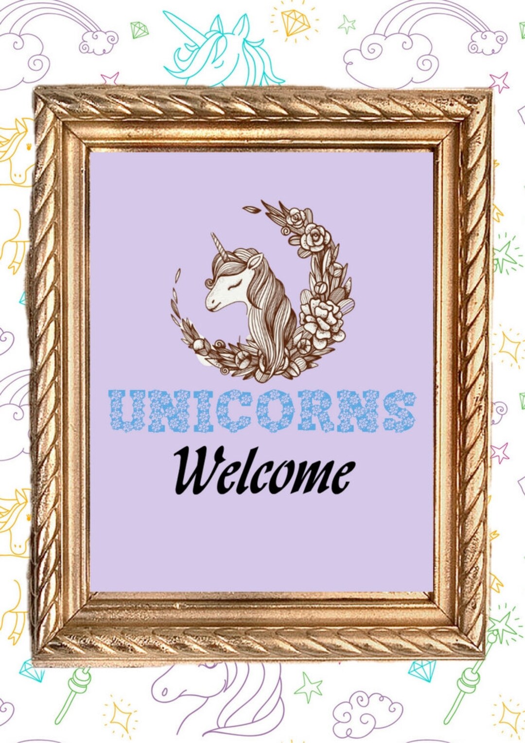 Unicorn Sanctuary PRINTABLE Unicorns Welcome, Add Your Name and ...