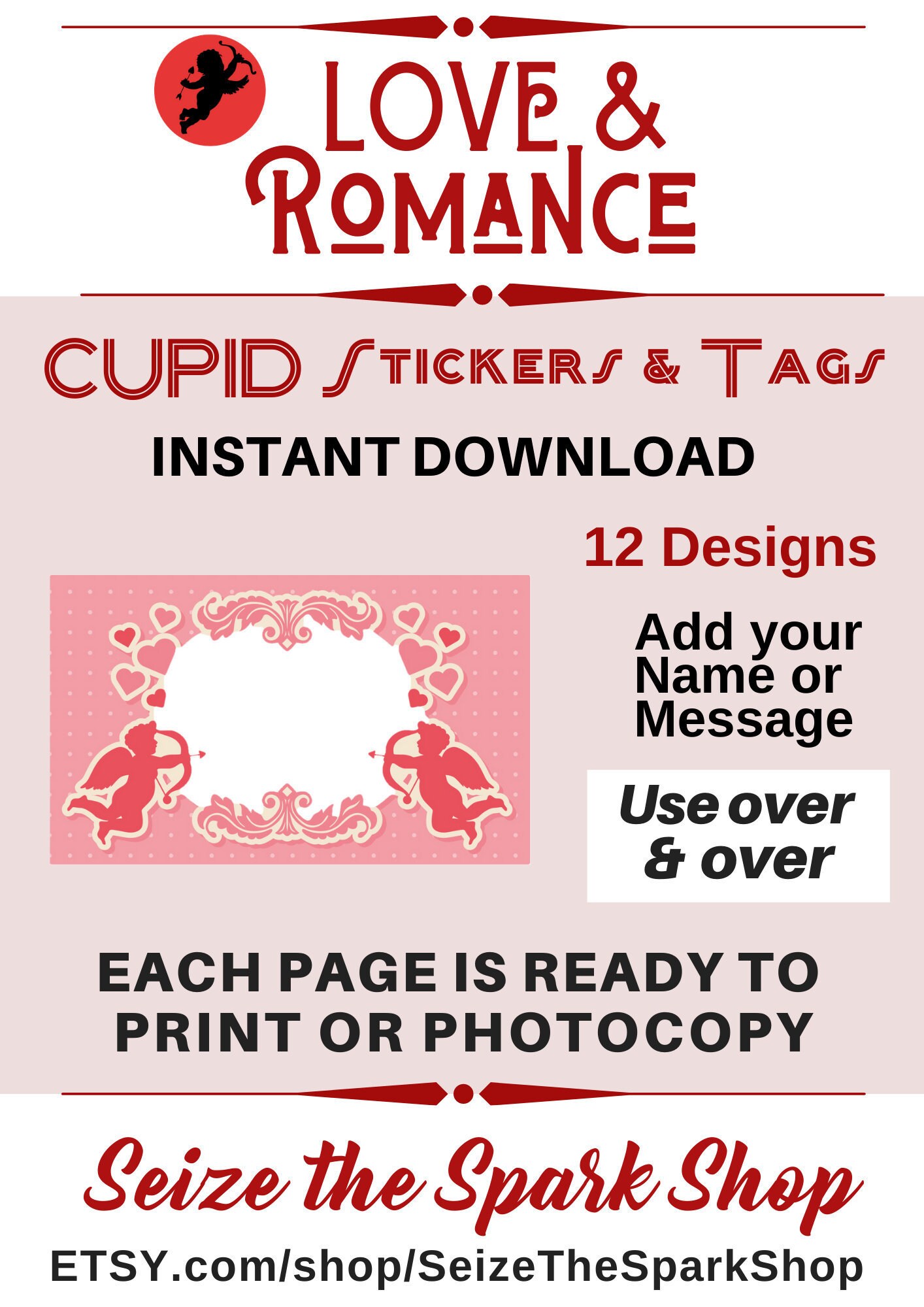 CUPID Labels, Tags & Stickers - PRINTABLE -12 Designs - Party Decor ...