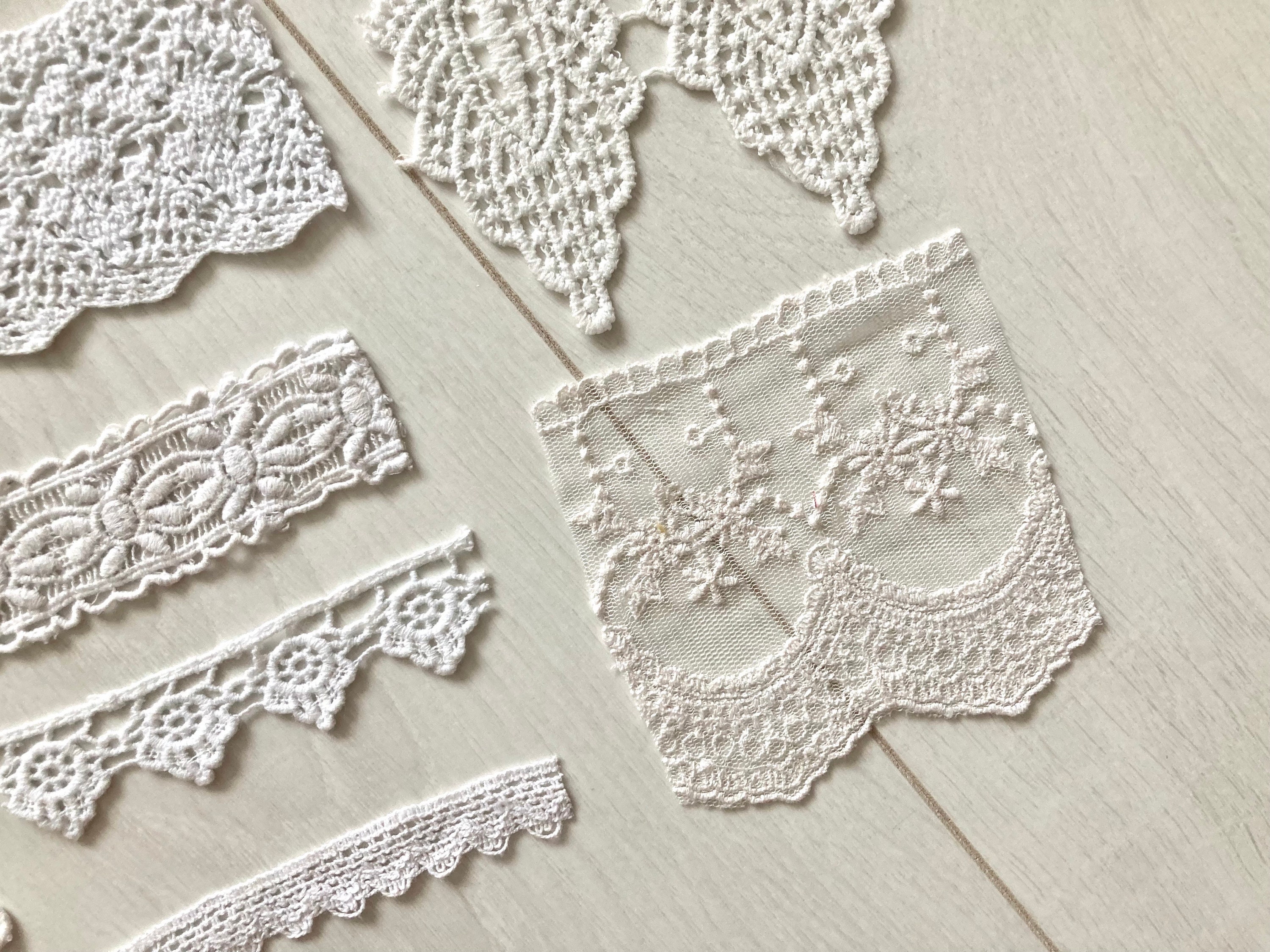 White Vintage Lace Scraps for Junk Journals, Set of 20 Assorted Lace ...