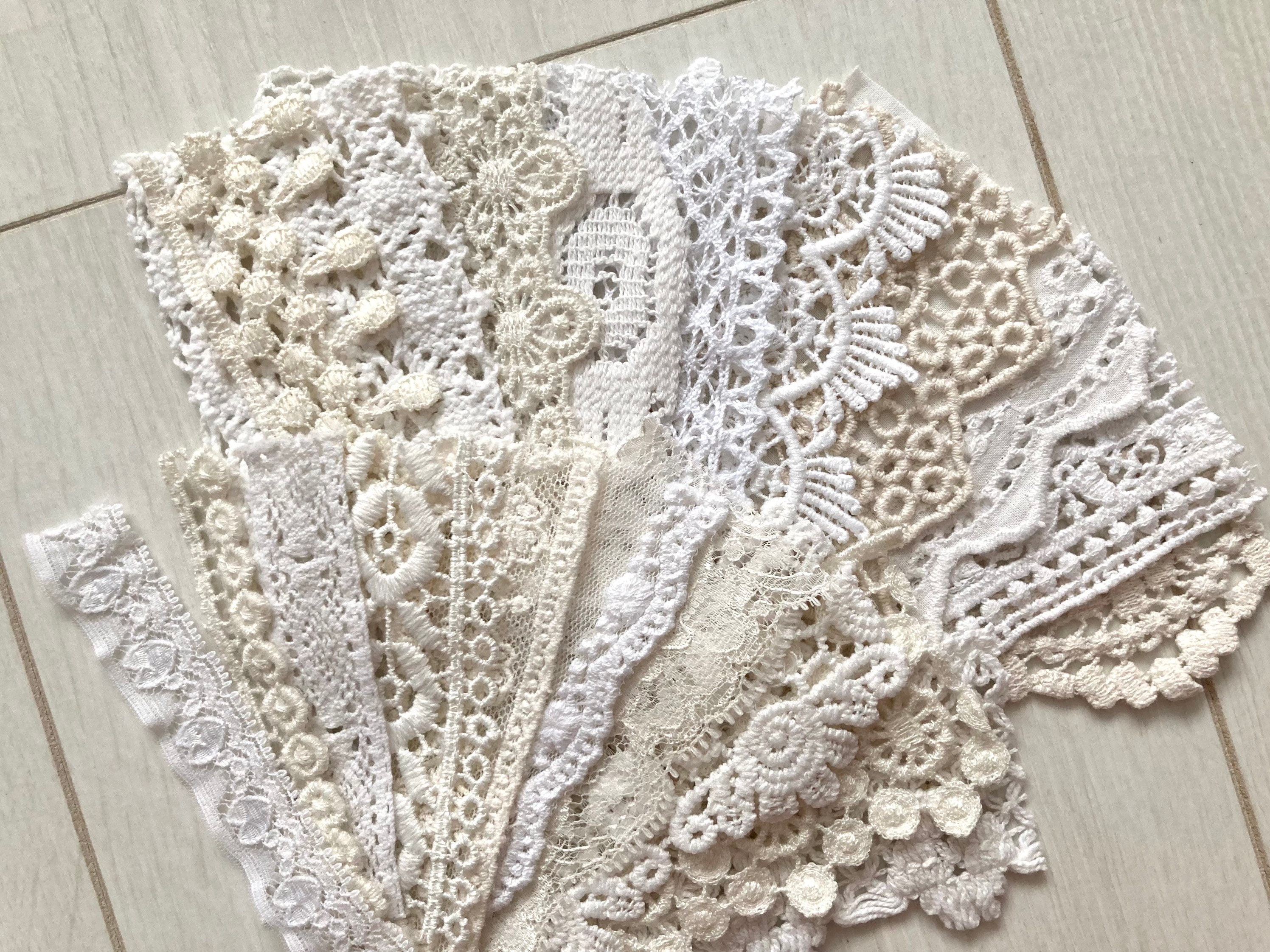 White Vintage Lace Scraps for Junk Journals Set of 20 - Etsy