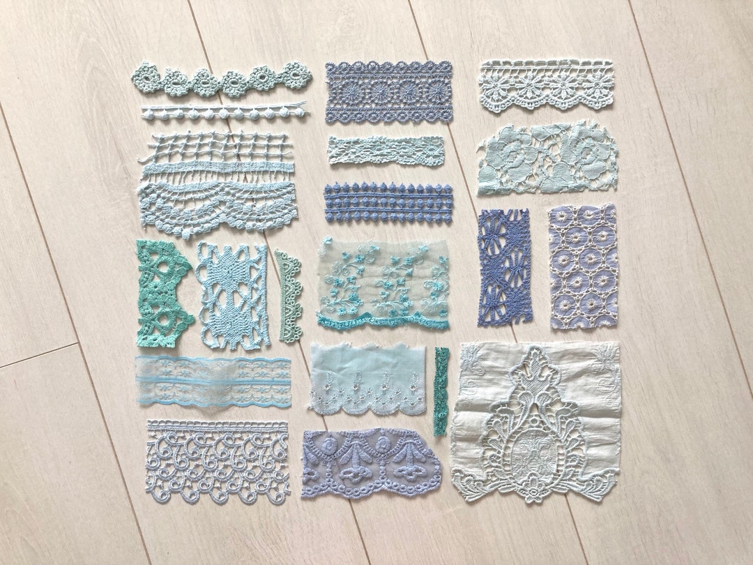 Vintage Lace Scraps, Set of 20 Blue Assorted Lace Pieces, Lace and ...