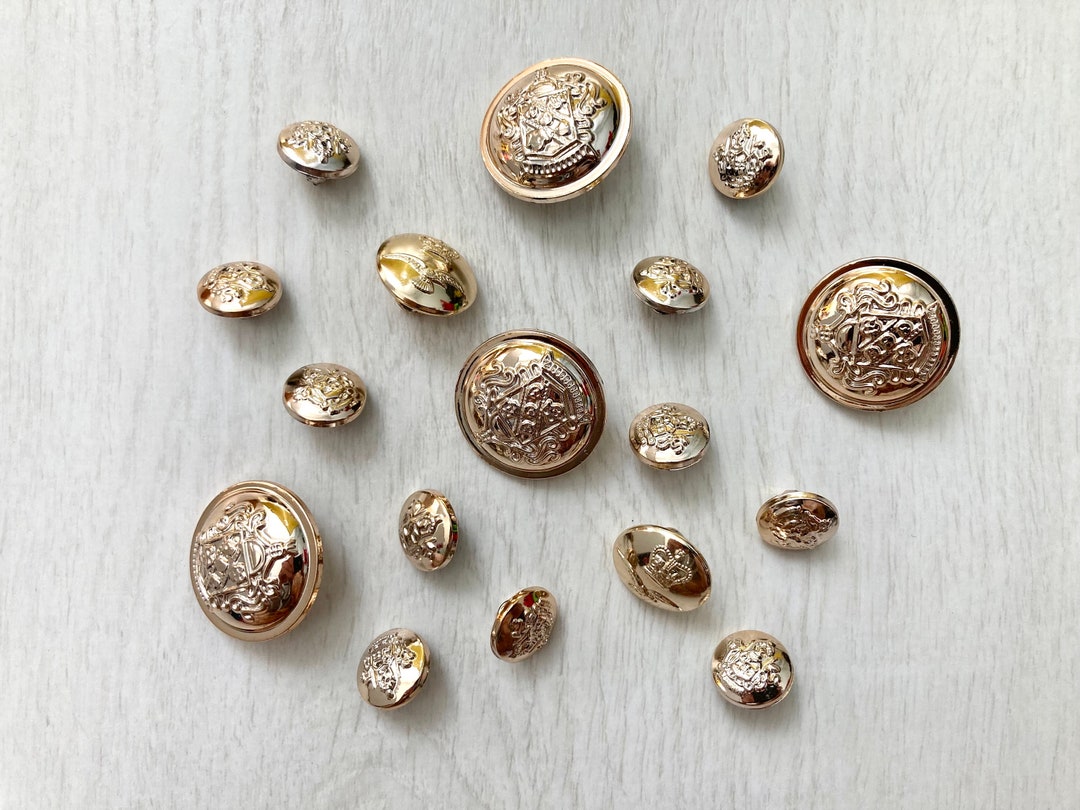 Shank Buttons, Set of 17 Vintage Gold Buttons, Assorted Plastic Sewing ...