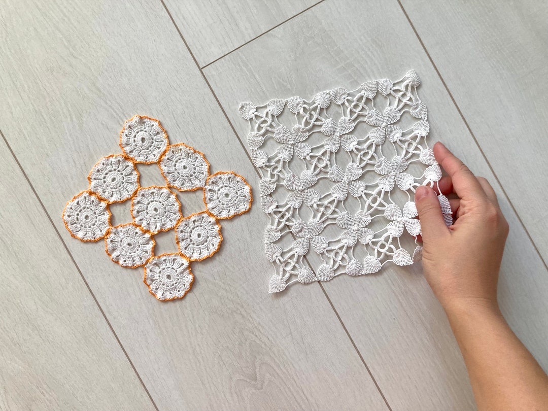 Lot of 2 Vintage Crochet Doilies, Wedding Doilies Lot, Small Square ...