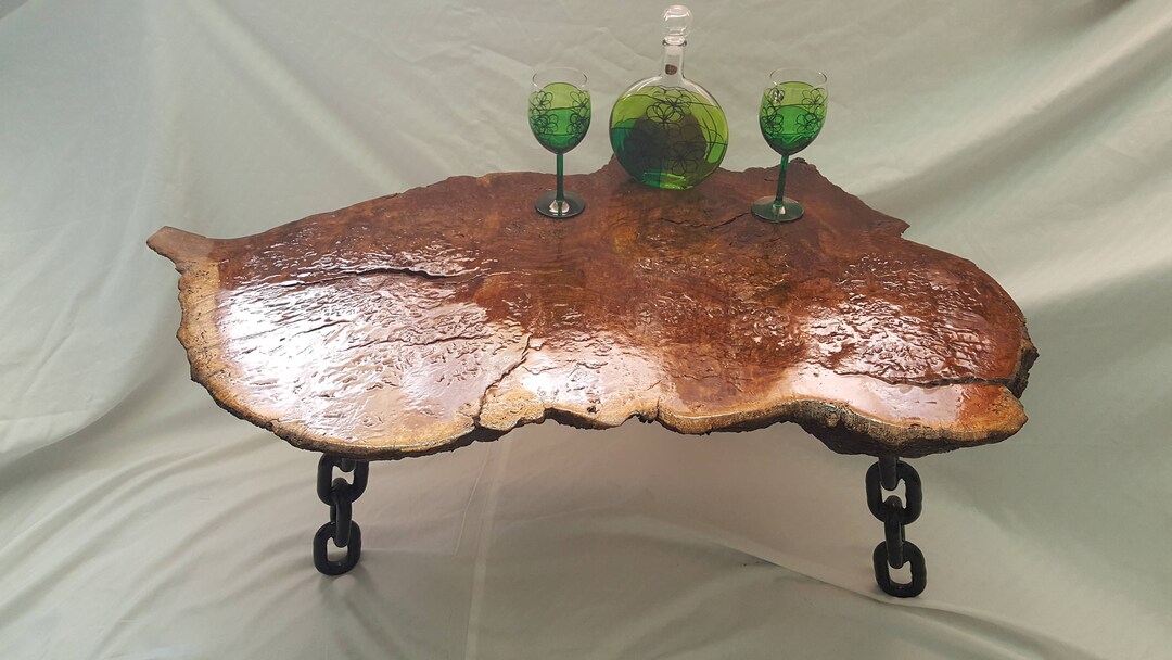Coffee Table Rustic A Unique Solid Burr Oak Live Edge Coffee Table ...
