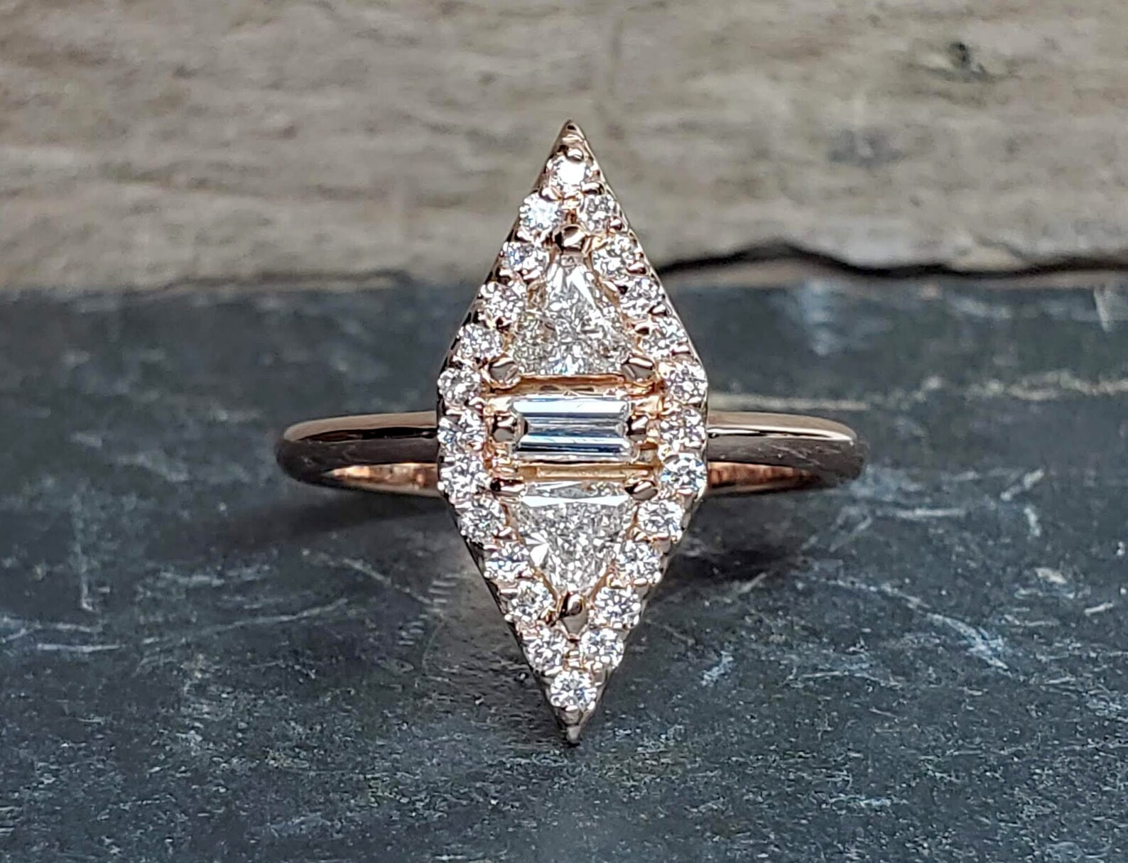 Triangle Diamond Engagement Ring Geometrical Engagement Ring - Etsy