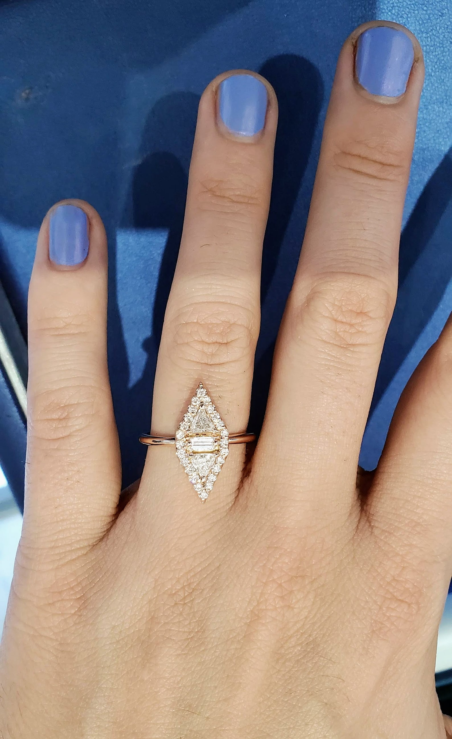 Triangle Diamond Engagement Ring Geometrical Engagement Ring - Etsy