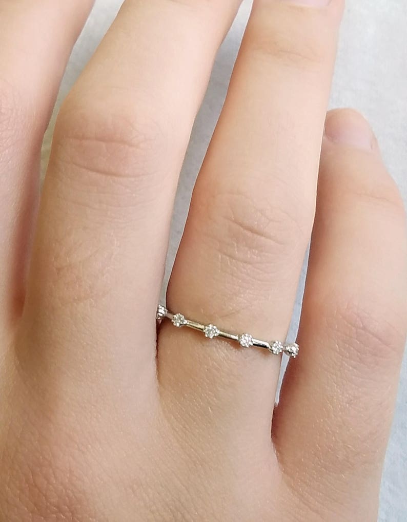 Dainty Diamond Wedding Band Stackable Rings Tricolor Diamond - Etsy