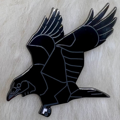 Furious Crow Cute Black Bird Hard Enamel Pin - Etsy