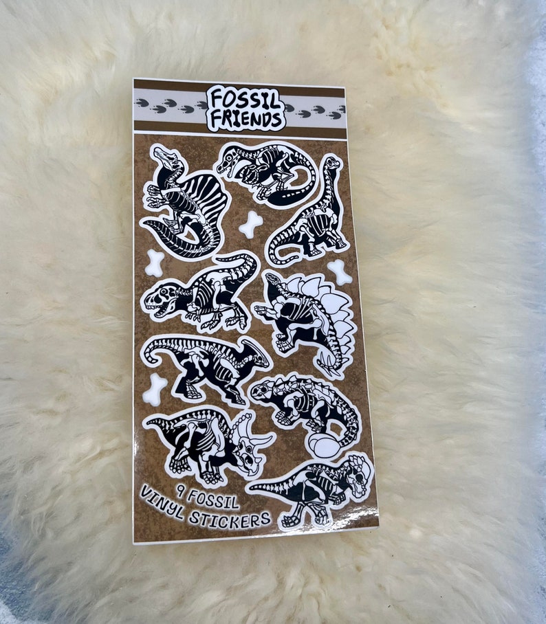 Dinosaur Fossil Sticker Sheet: UV Resistant Vinyl Stickers - Etsy