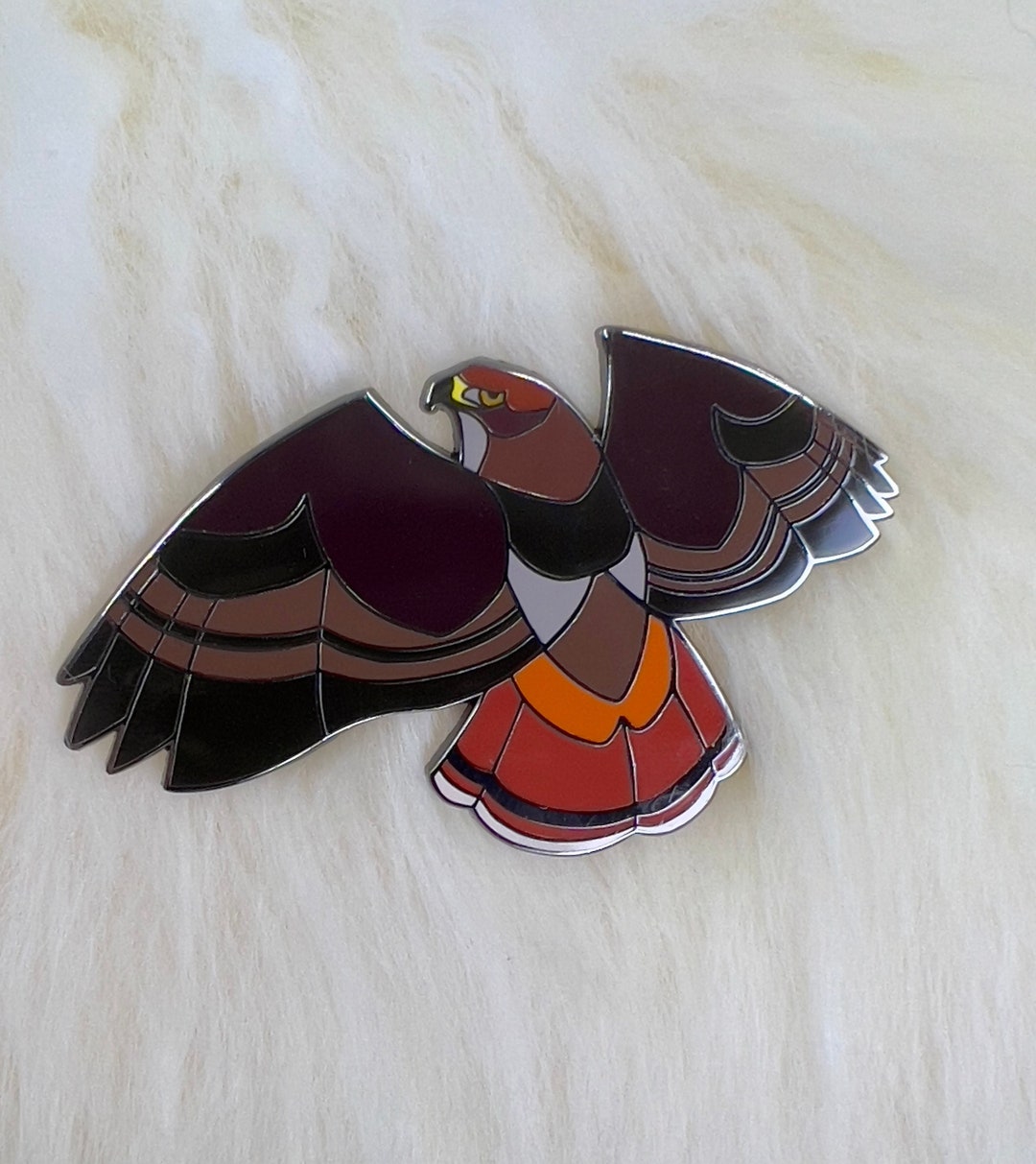 Red-tailed Hawk Enamel Pin: Art Deco Bird Brooch - Etsy