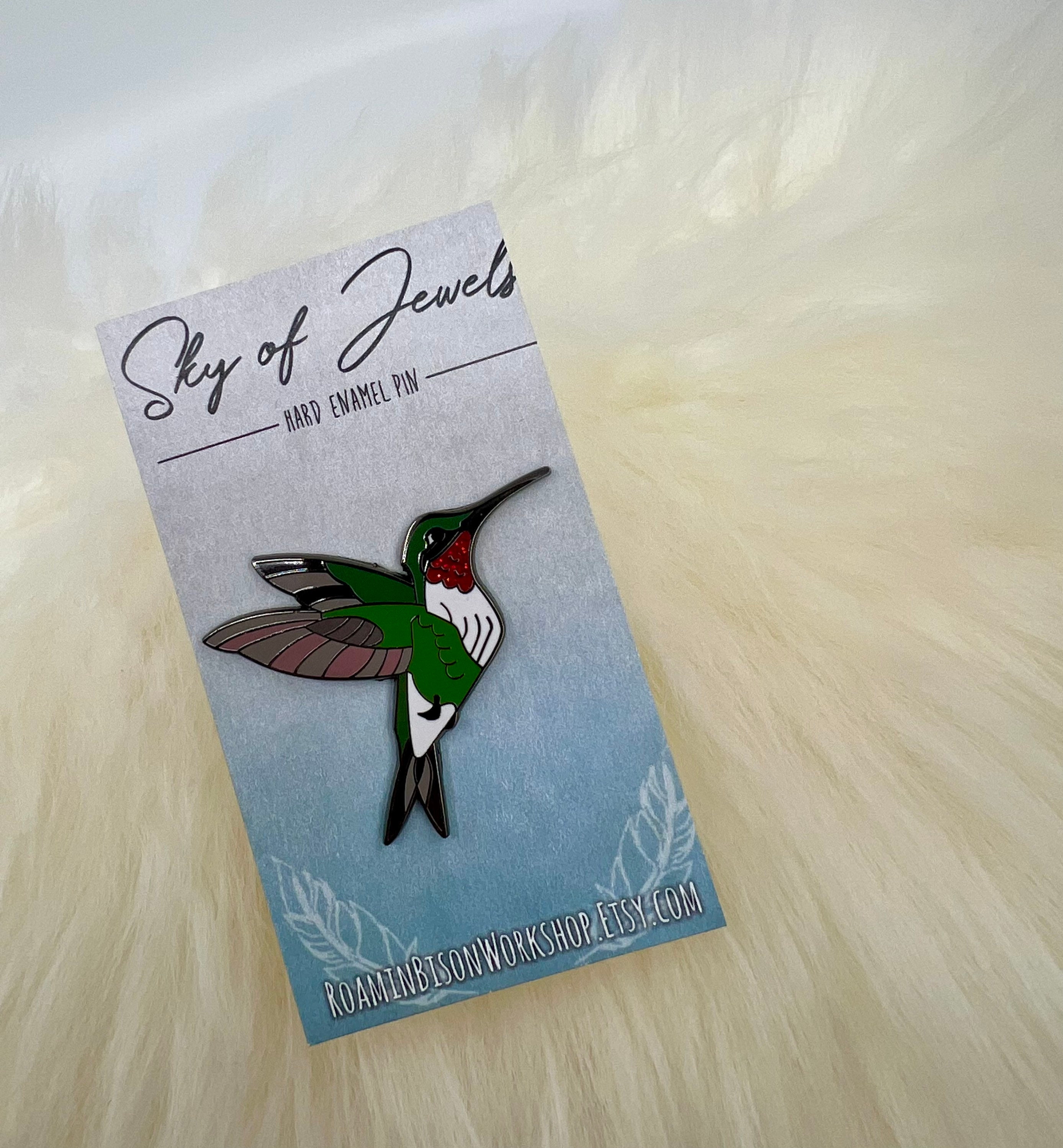 Ruby Throated Hummingbird Hard Enamel Pin Hummingbird Pin - Etsy