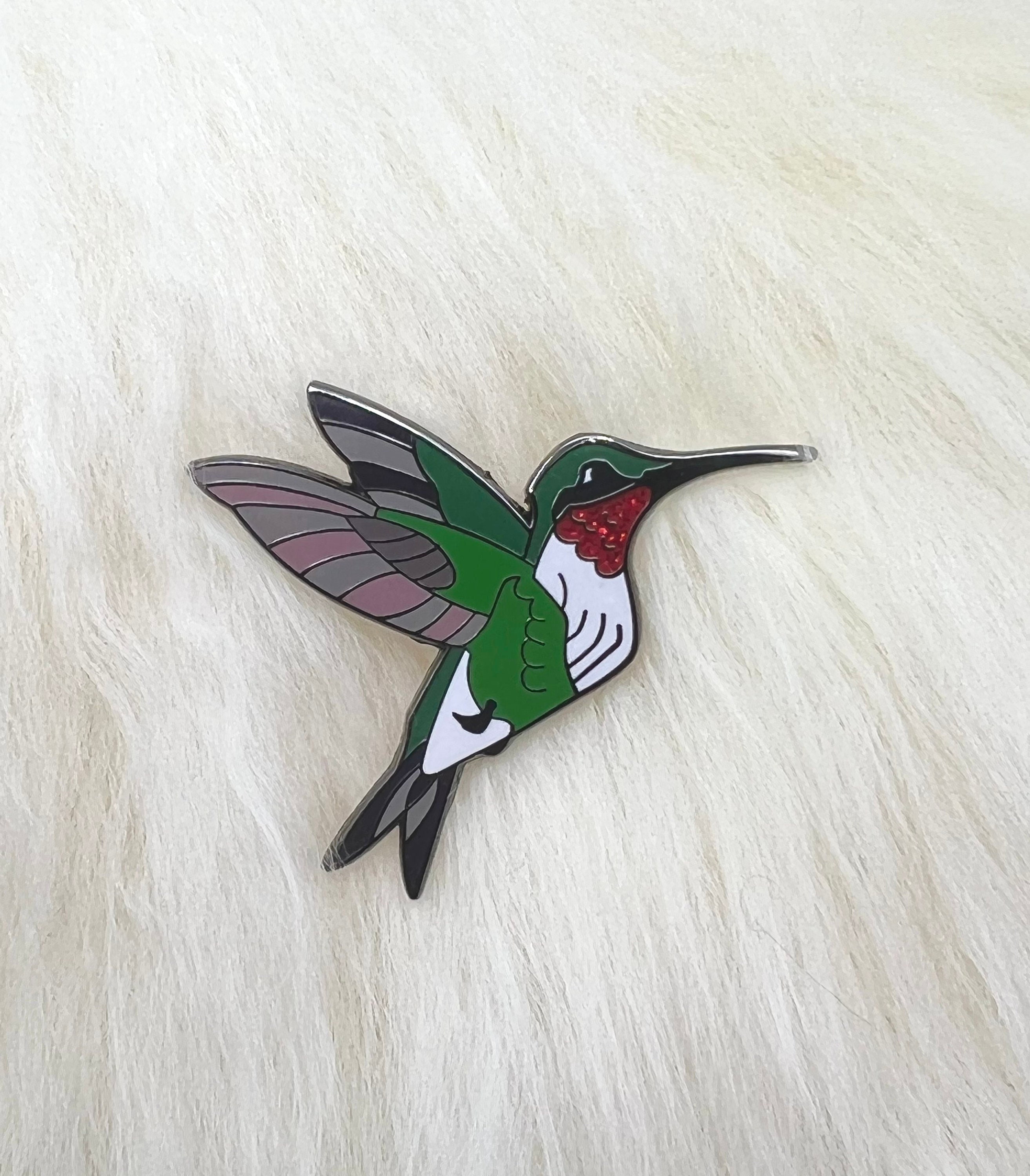 Ruby Throated Hummingbird Hard Enamel Pin Hummingbird Pin - Etsy