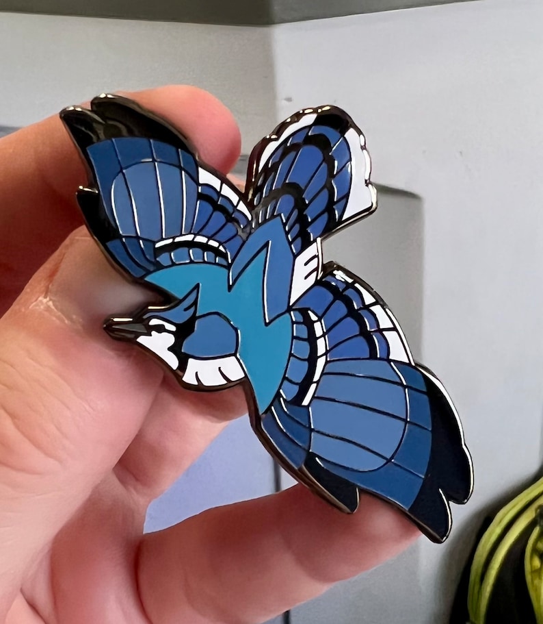 Blue Jay Hard Enamel Pin: Art Deco Songbird - Etsy
