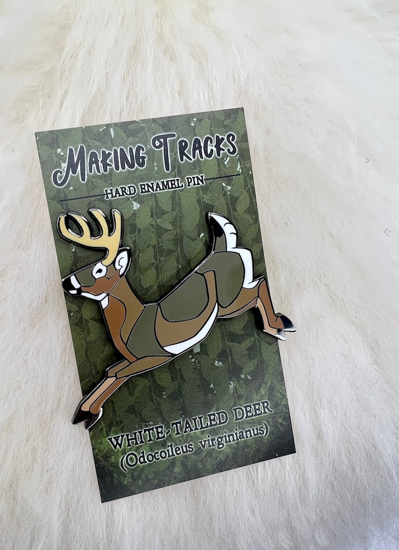 White Tailed Deer Hard Enamel Pin Deer Pin Buck Pin Art - Etsy