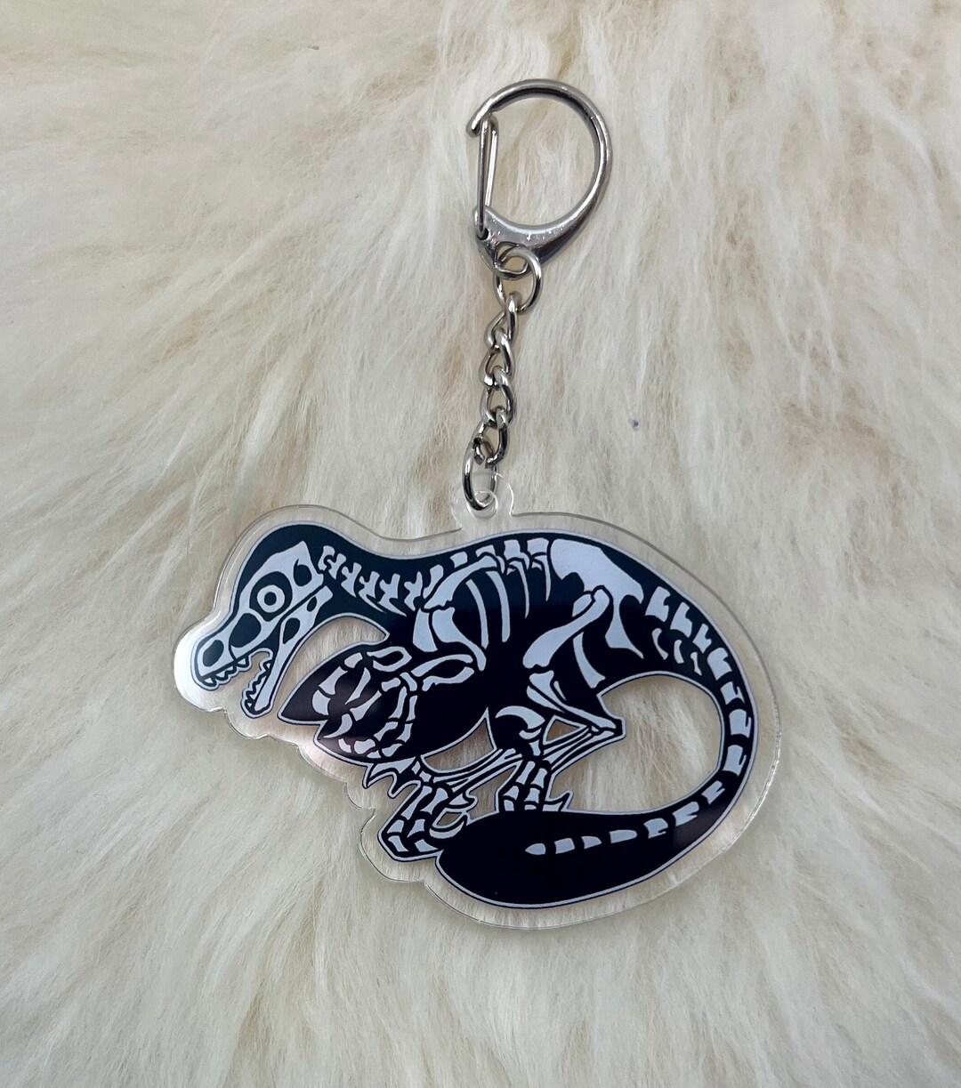 Double Sided Velociraptor & Fossil Acrylic Keychain - Etsy
