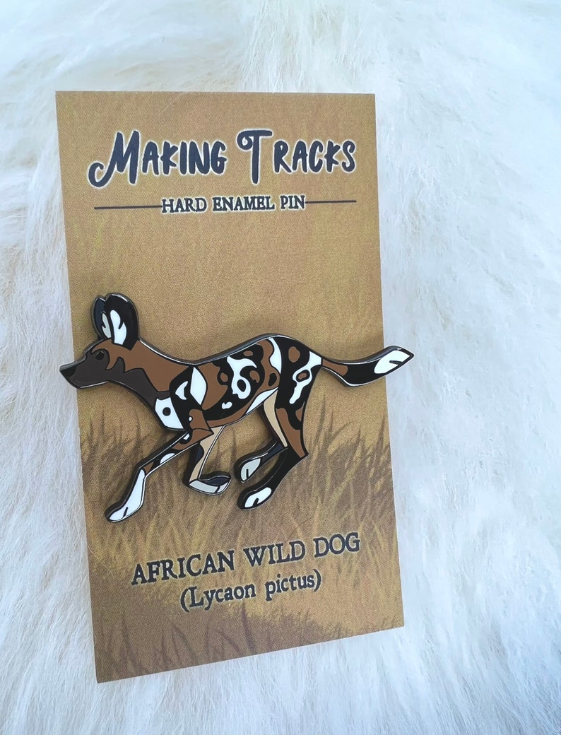 African Wild Dog Hard Enamel Pin: Art Deco Animal Pin - Etsy