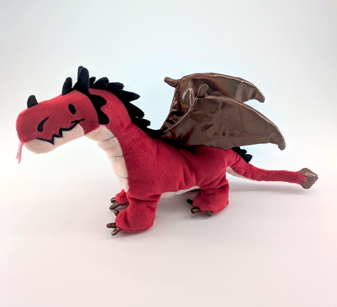 Red Dragon Plushie: Poseable Wings, Eco-friendly Stuffed Animal - Etsy