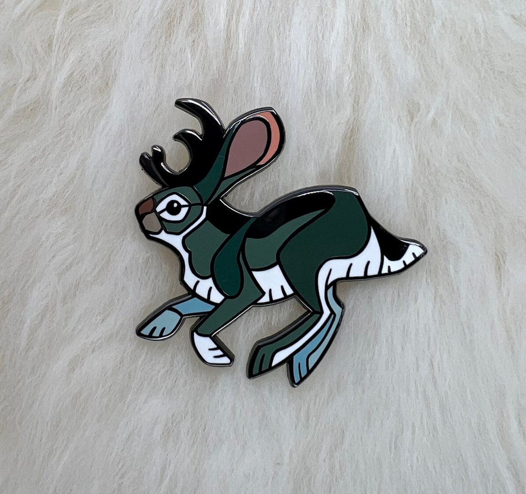 Jackalope Hard Enamel Pin | Jackalope Pin | Cryptid Pin | Art Deco - Etsy