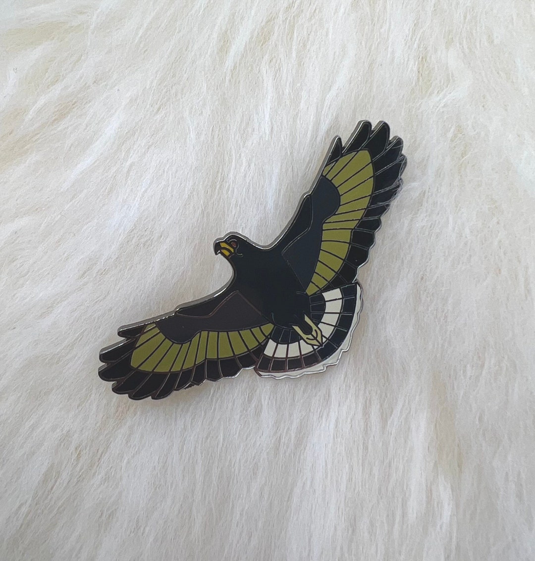 Common Black Hawk Hard Enamel Pin | Hawk Pin | Bird Pin | Art Deco - Etsy
