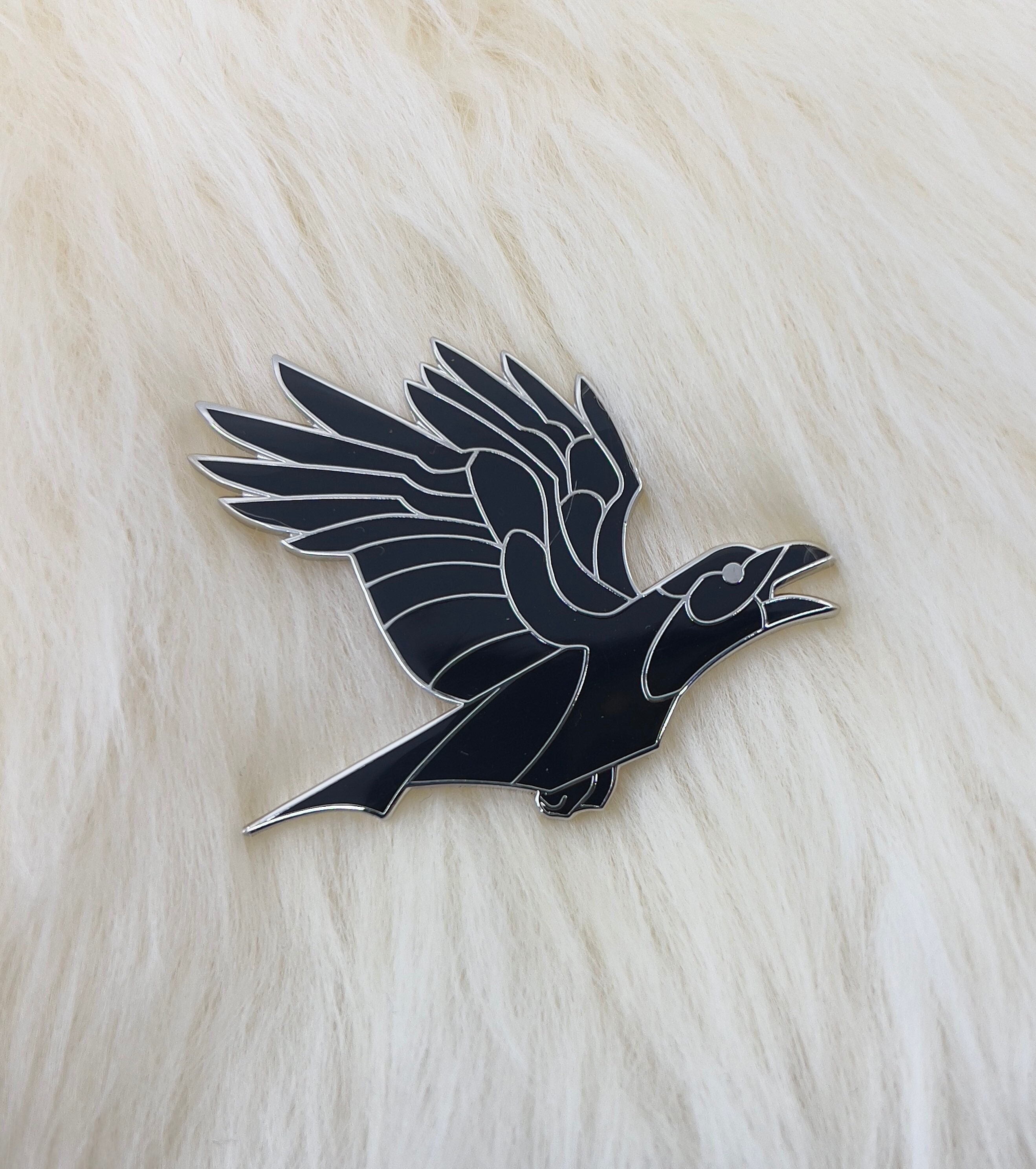 Crow Enamel Pin Crow Pin Bird Pin - Etsy