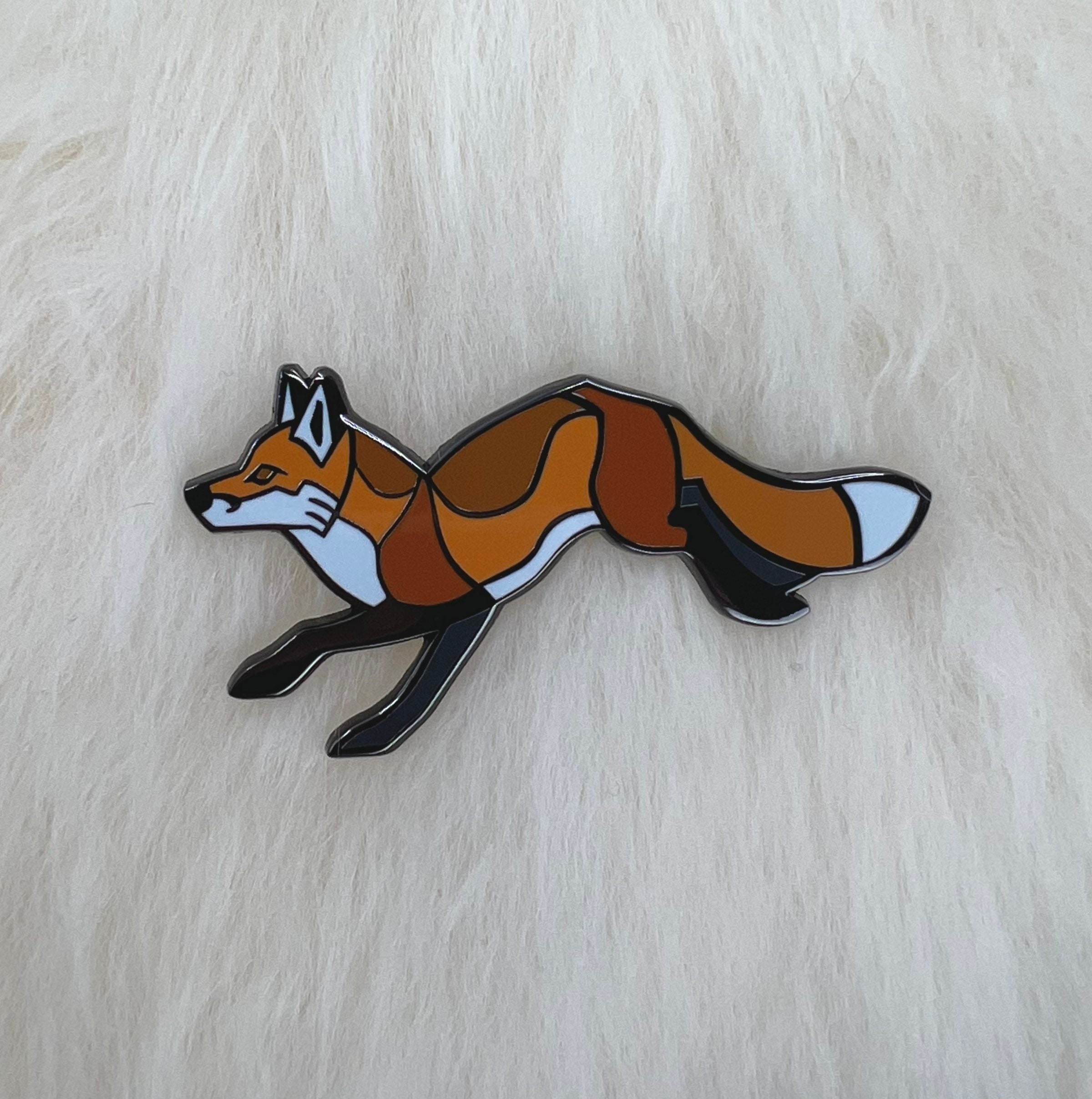 Red Fox Hard Enamel Pin Fox Pin Animal Art Art Deco | Etsy