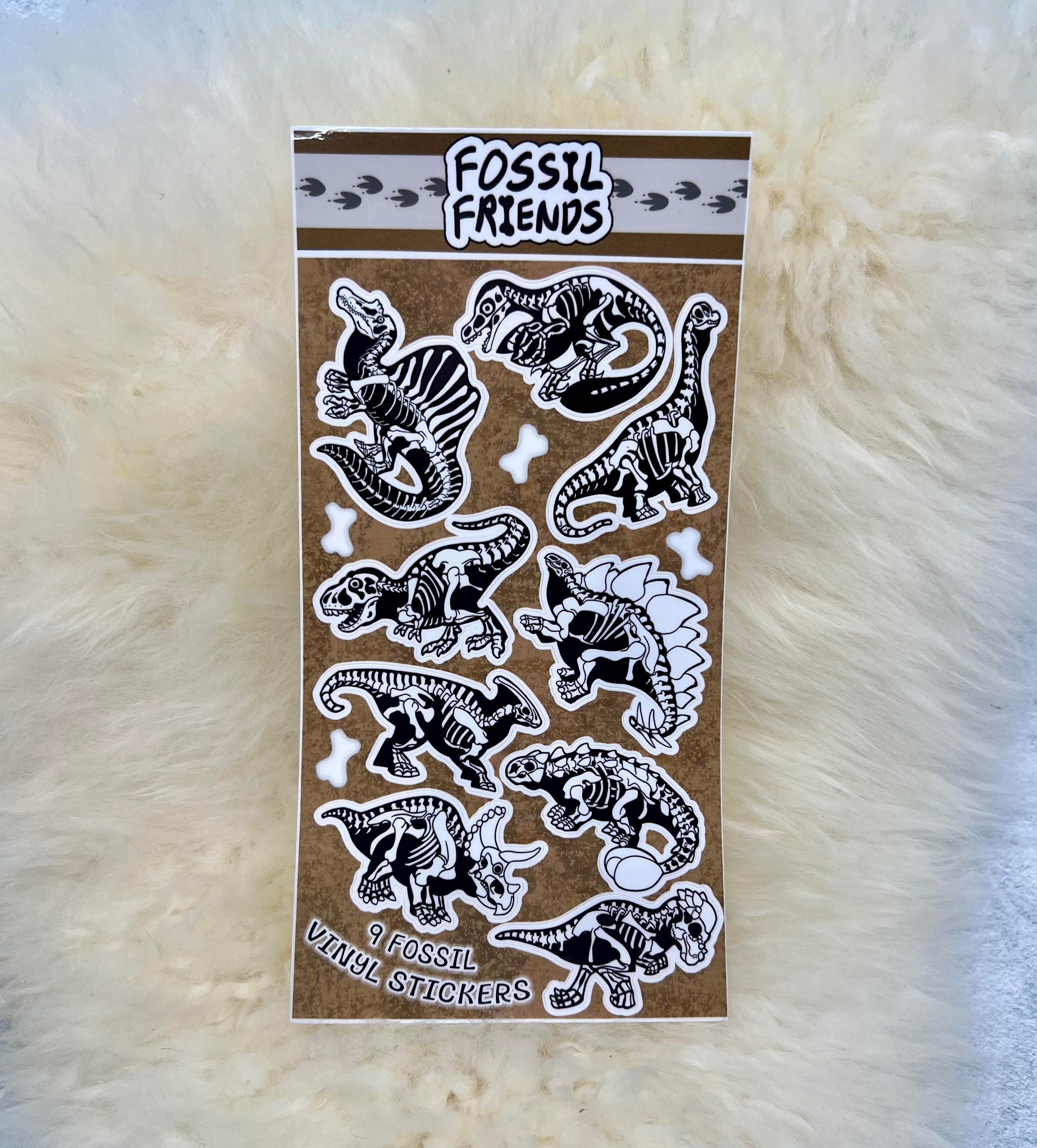 Dinosaur Fossil Sticker Sheet: UV Resistant Vinyl Stickers - Etsy