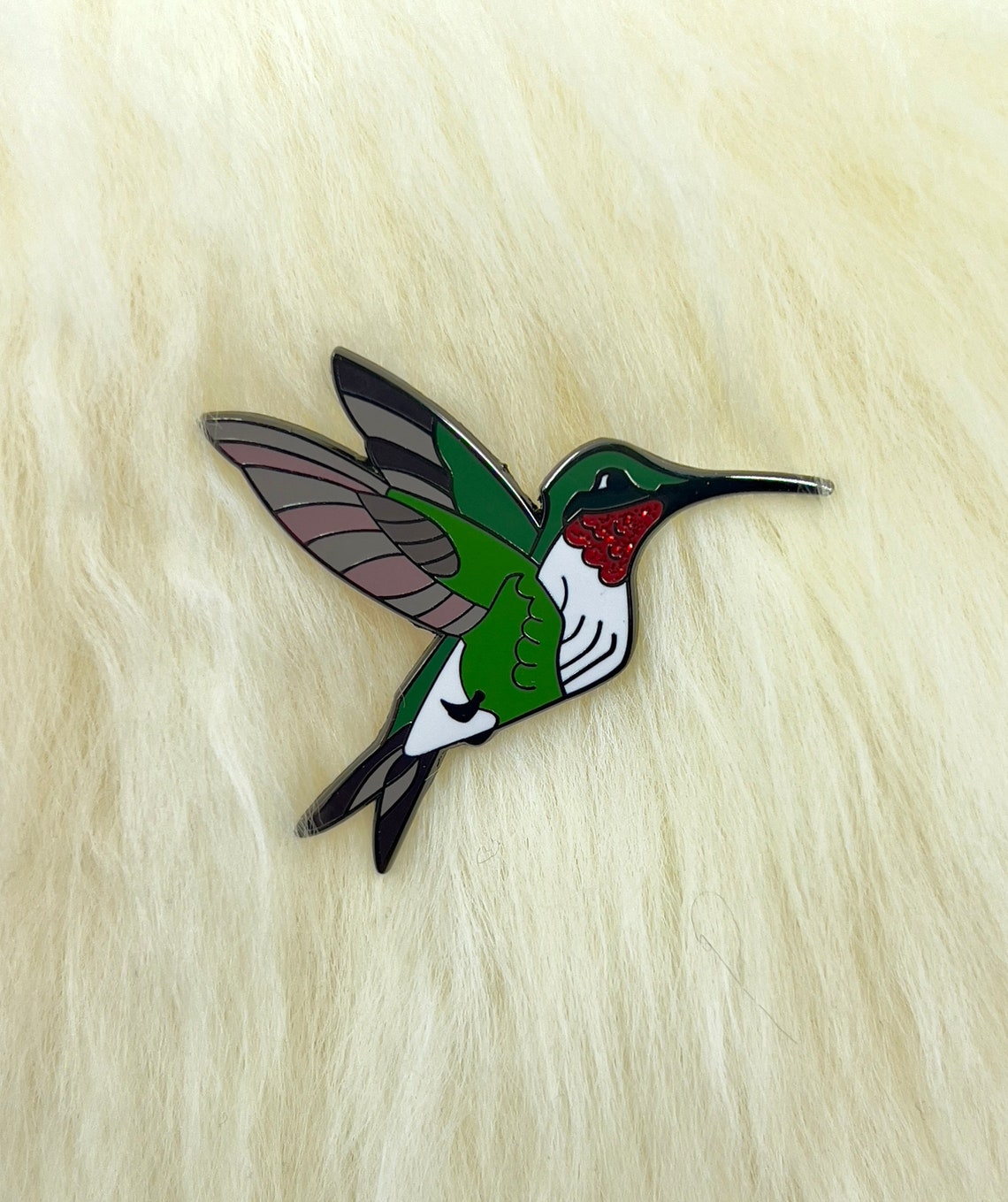 Ruby Throated Hummingbird Hard Enamel Pin: Art Deco Bird - Etsy