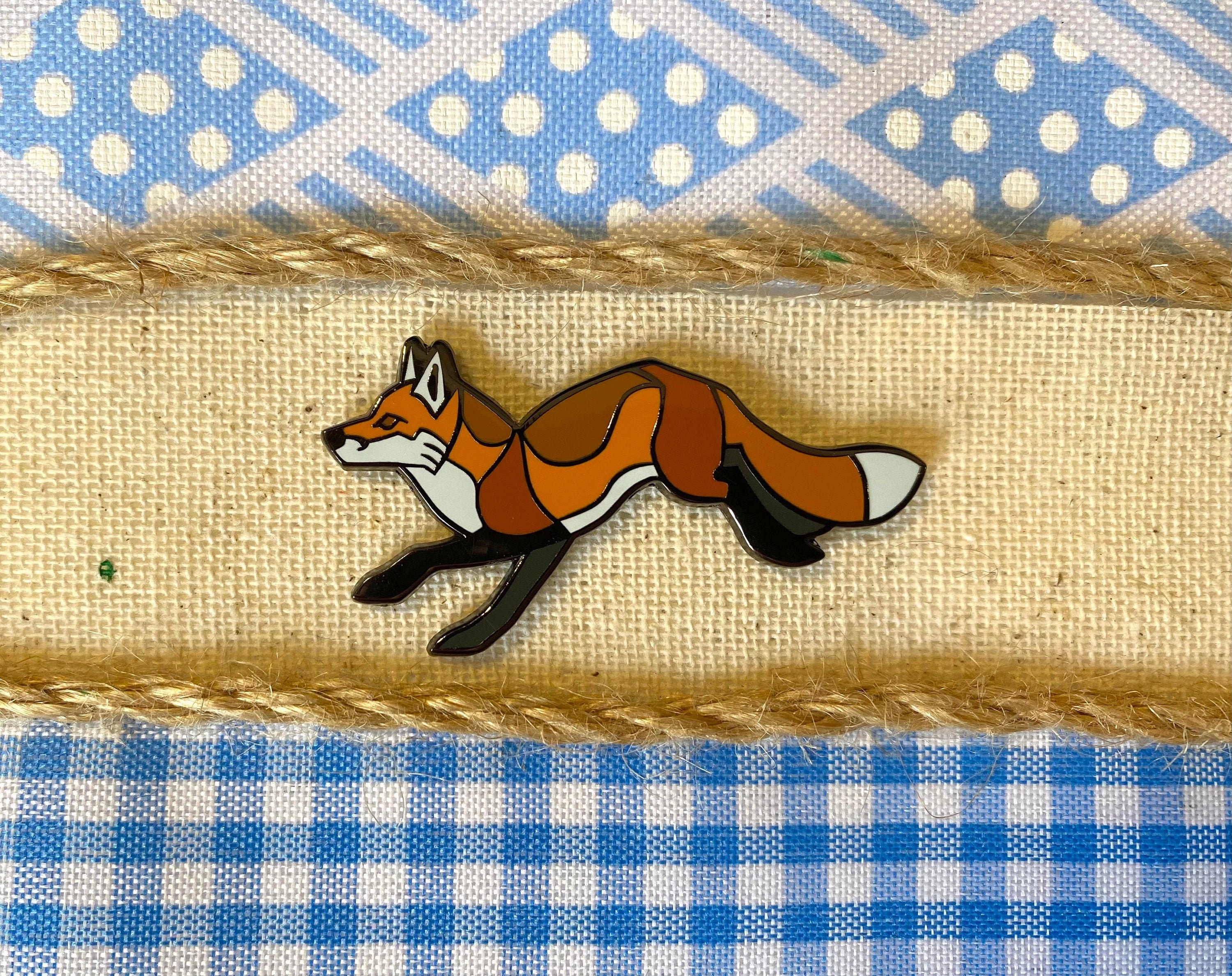 Red Fox Hard Enamel Pin Fox Pin Animal Art Art Deco | Etsy
