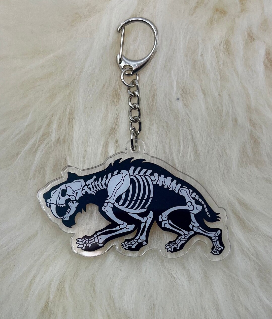 Saber Tooth Tiger Keychain | Smilodon Keychain | Ice Age Keychain Charm ...