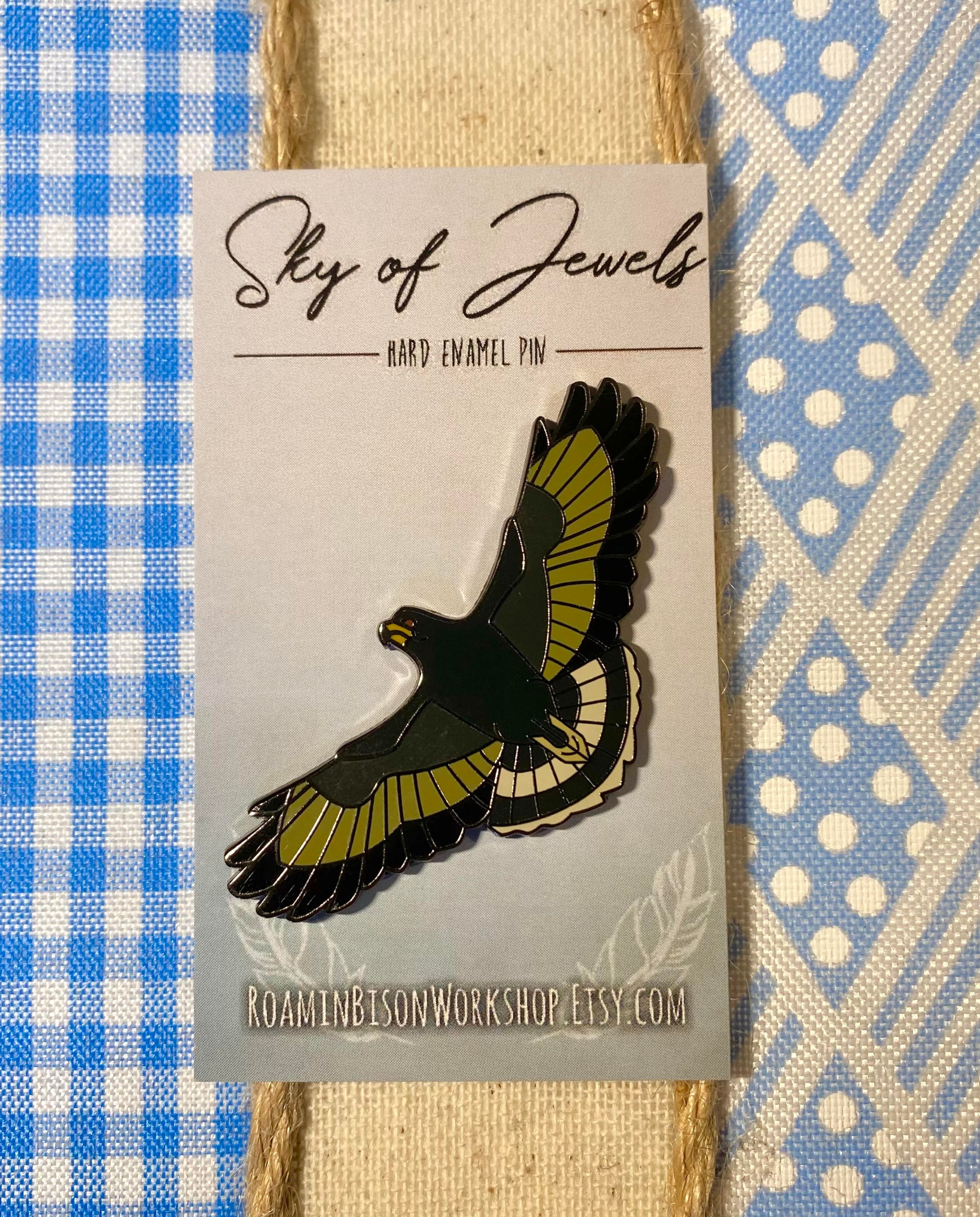 Common Black Hawk Hard Enamel Pin Hawk Pin Bird Pin Art | Etsy