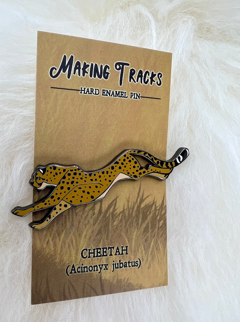 Cheetah Hard Enamel Pin Art Deco Animal Brooch Wildlife Cat Jewelry ...