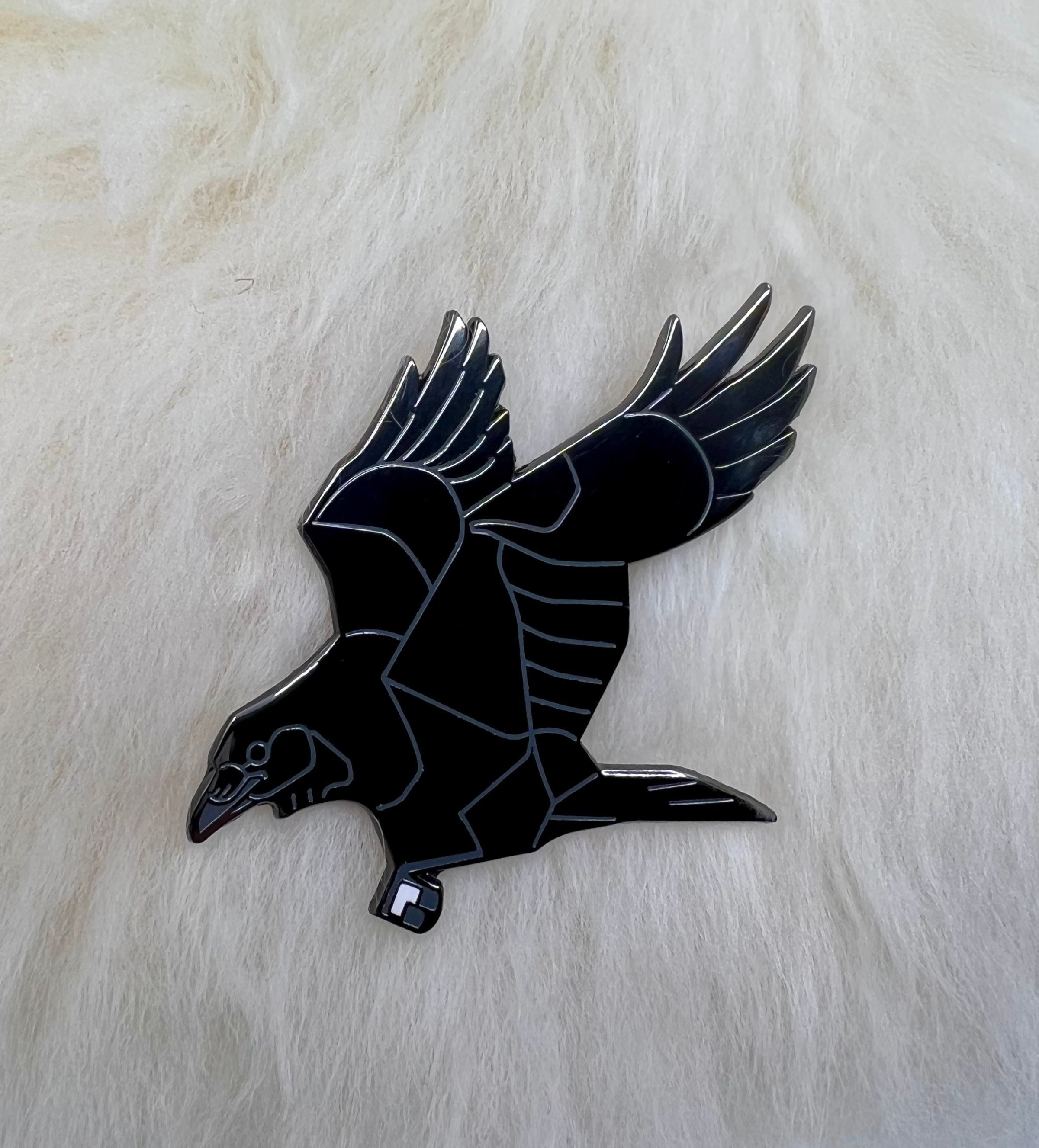 Raven Hard Enamel Pin Raven Pin Crow Pin Bird Pin Art - Etsy