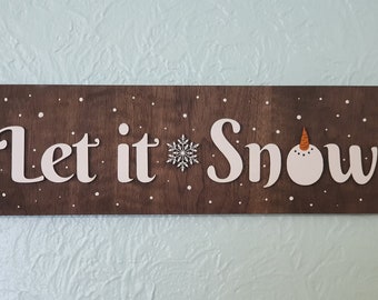 Winter Decor, 11 X 11 Snowflakes Sign, Snowman Sign, Let It Snow ...
