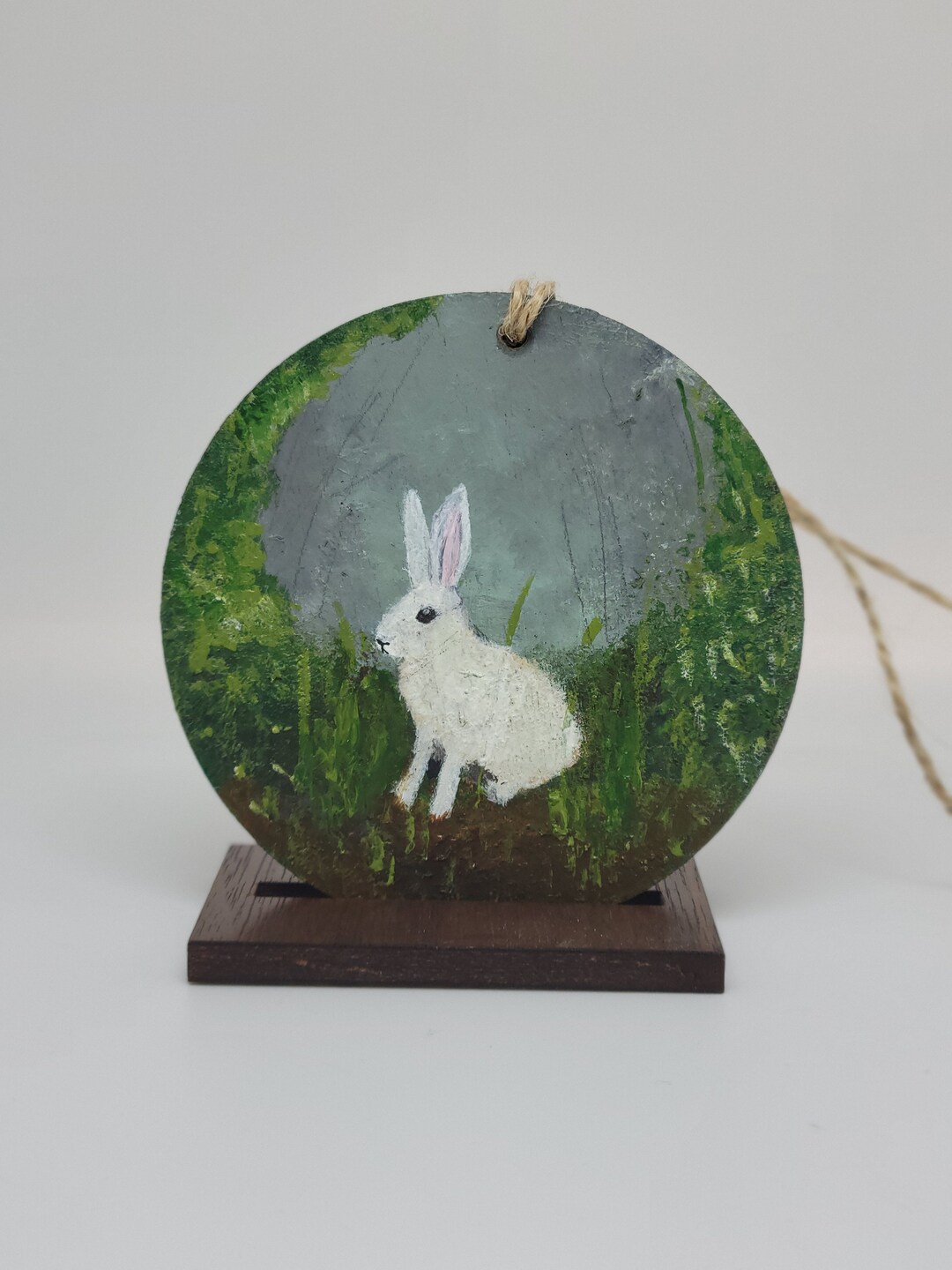 White Rabbit Ornament| Bunny Ornament| Hand- Painted Bunny| Cottage ...