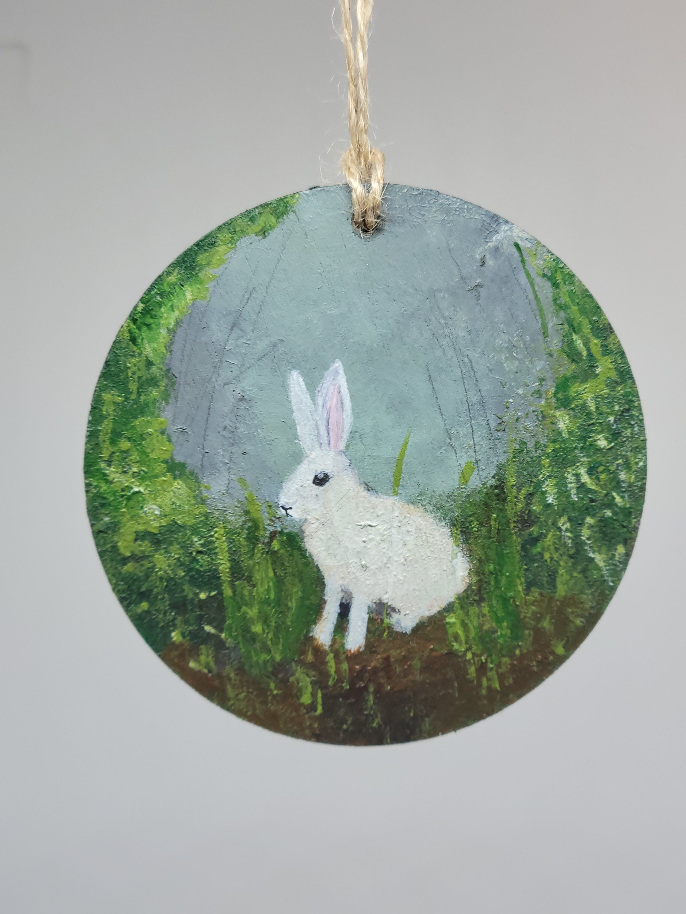 White Rabbit Ornament Bunny Ornament Hand Painted Bunny Cottage Core ...