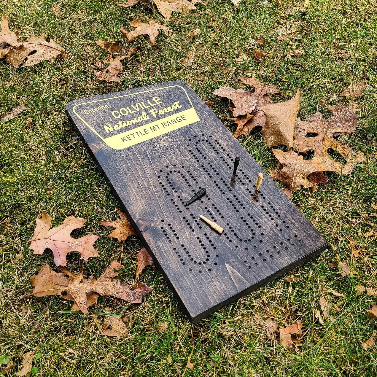 National Forest Sign Cribbage Board Continuous Track With - Etsy