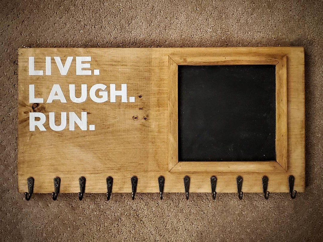 LIVE LAUGH RUN Wooden Running Medal Holder, 5k, 10k, Marathon, Gifts ...