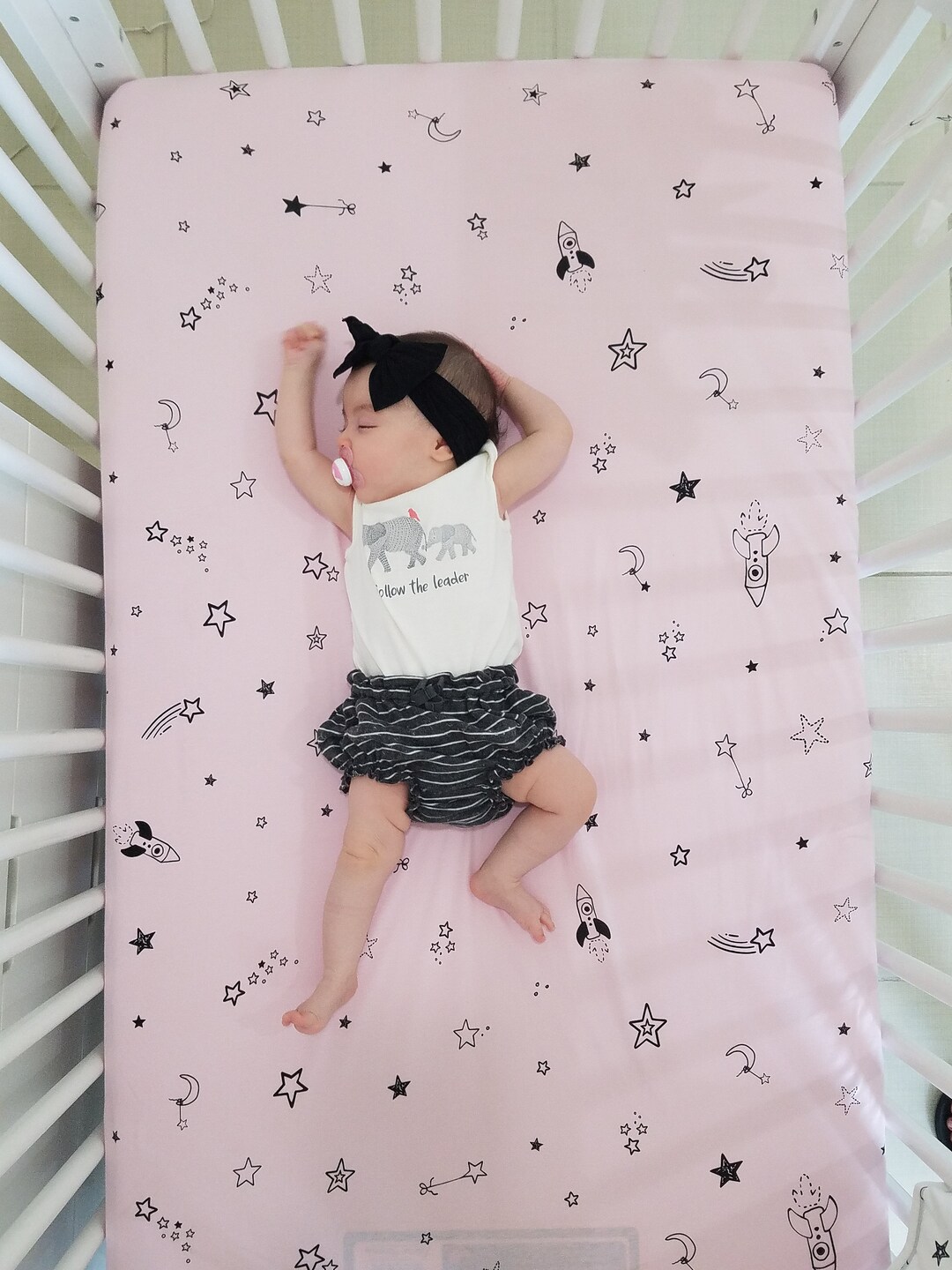 Organic Cotton Galaxy Crib Sheet: Stars & Rockets Baby Bedding - Etsy